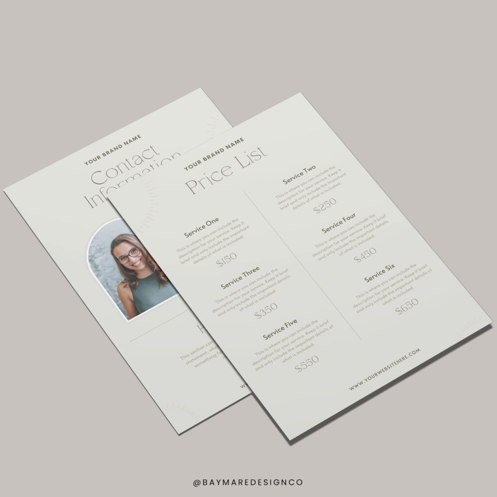 Canva Price List Template For Equine Businesses